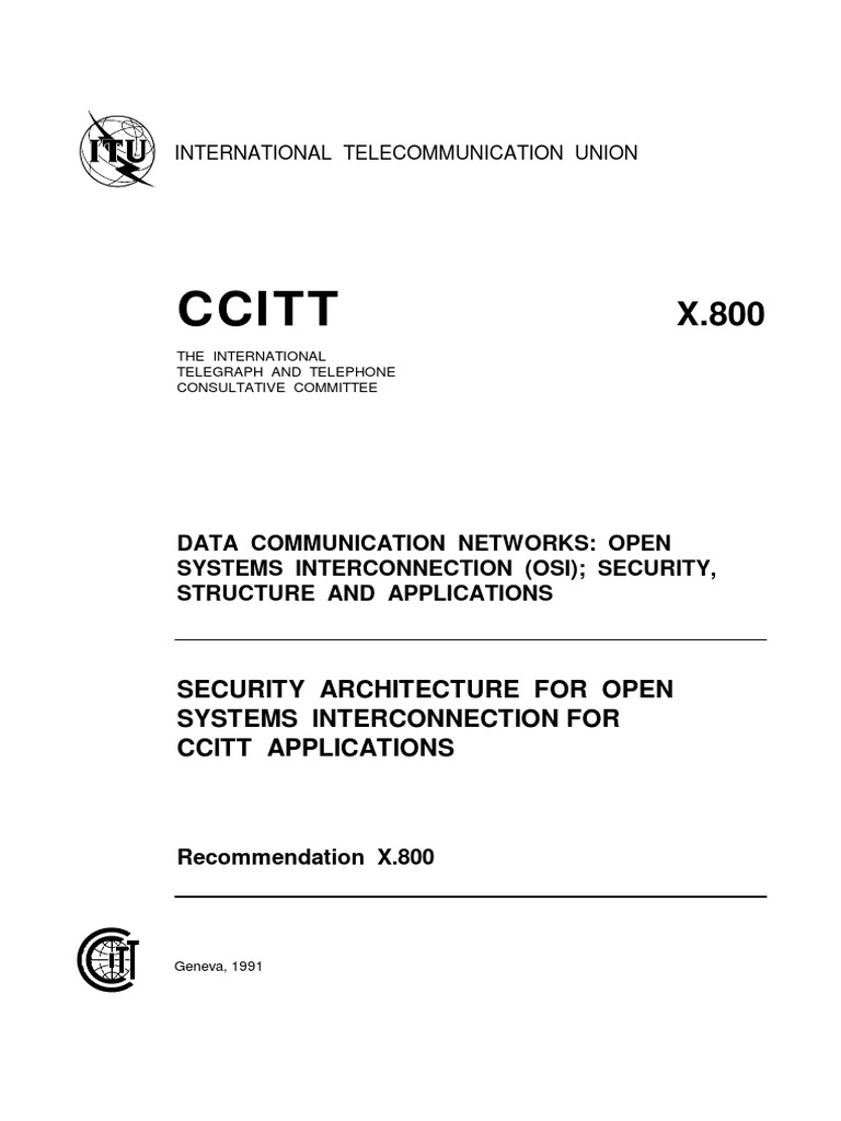 Ccitt: Security Architecture For Open Systems Interconnection For Ccitt ...