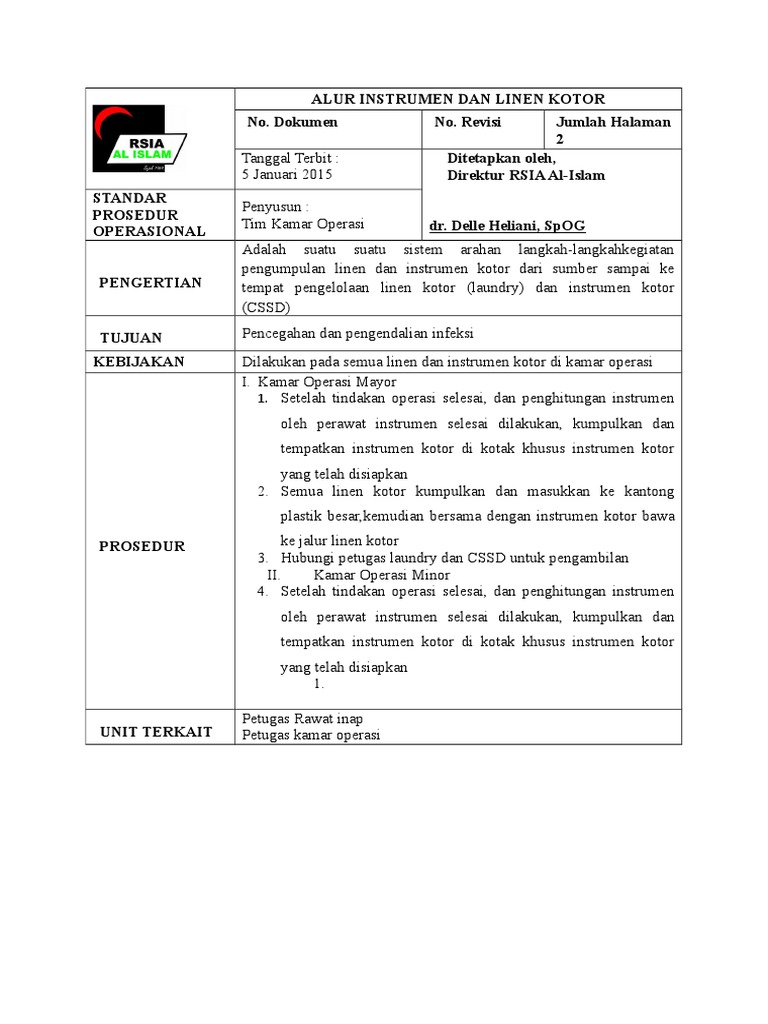 Alur Instrumen Dan Linen Kotor | PDF