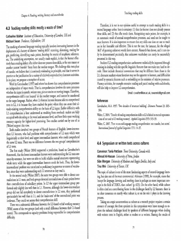 Teaching Reading Skills - A Waste of Time (v2) PDF | PDF