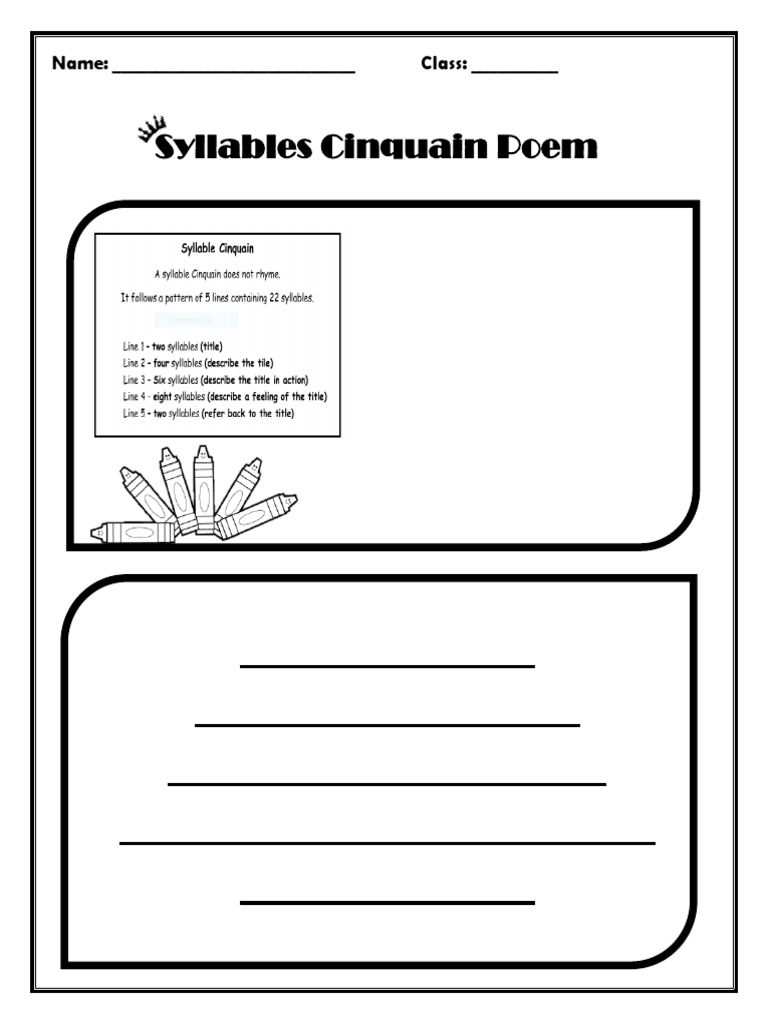 Syllables Cinquain Poem Template | PDF | Language Arts & Discipline ...