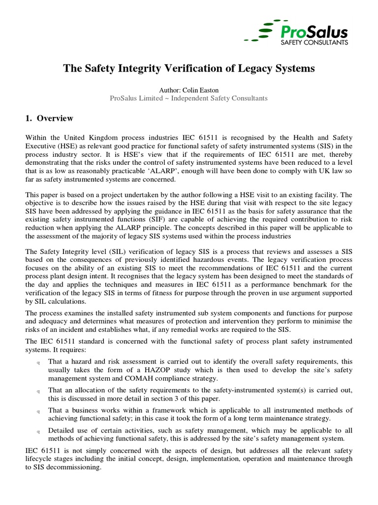 SIL Verification of Legacy Systems | PDF | Risk Management | Risk