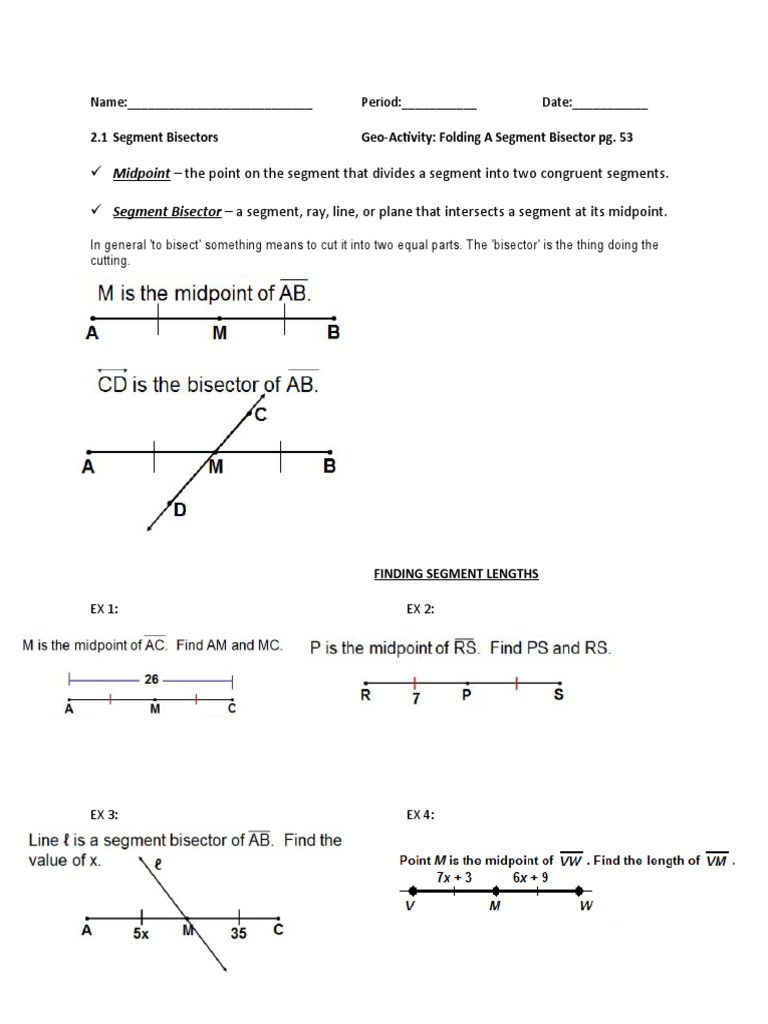 Geometry: Segment Bisectors Guide | PDF