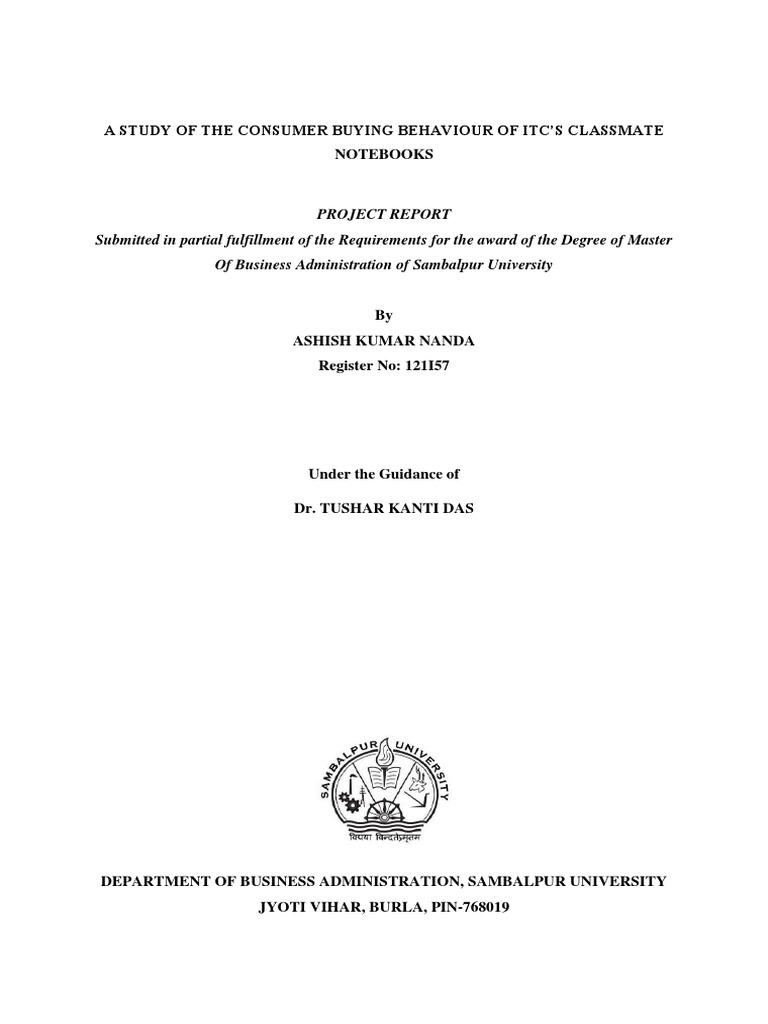 Ashish's Consumer Behavior Project Report On Classmate Notebooks | PDF ...