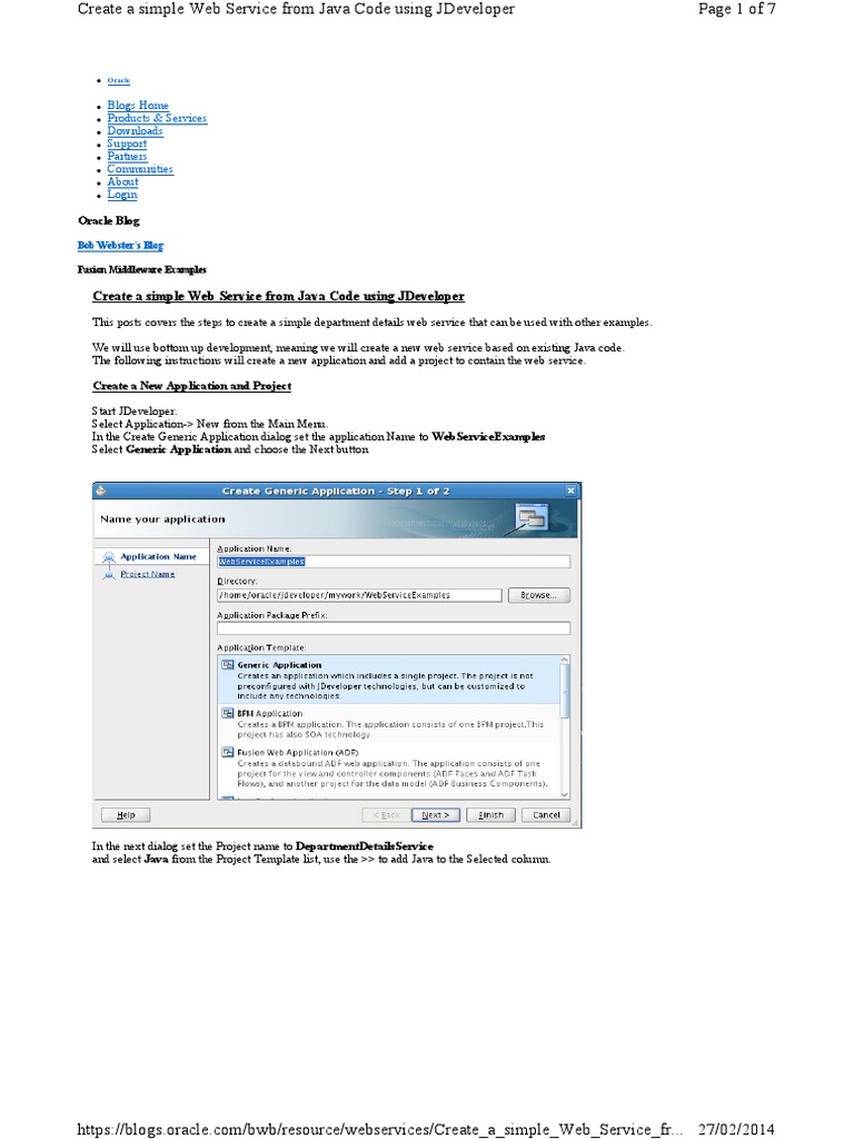 Create A Simple Web Service From Java Code Using Jdeveloper Pdf 5402