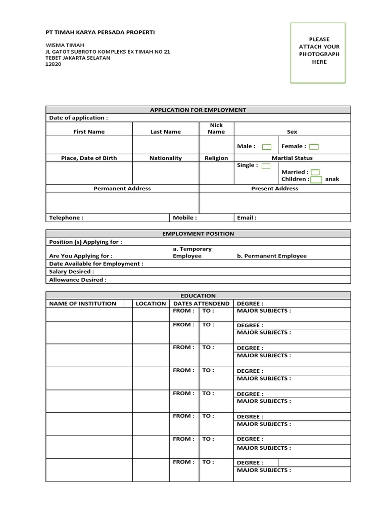 Application For Employment | PDF | Employment | Labor