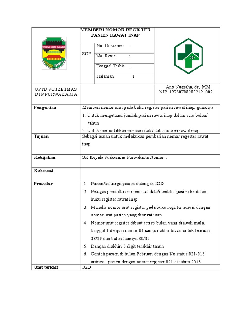 Sop Memberi Nomor Register | PDF