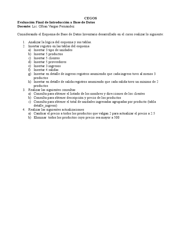 Esquema de Base de Datos Inventario | PDF | Teaching Methods & Materials | Computers