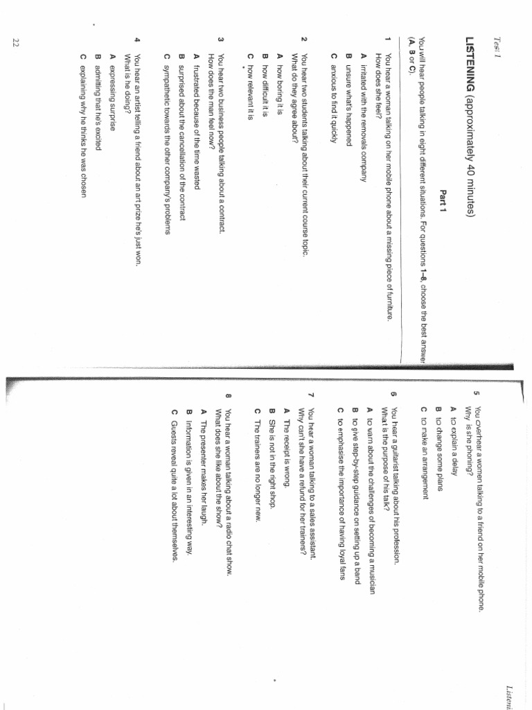 Listening Test First Certificate Cambridge FCE | PDF
