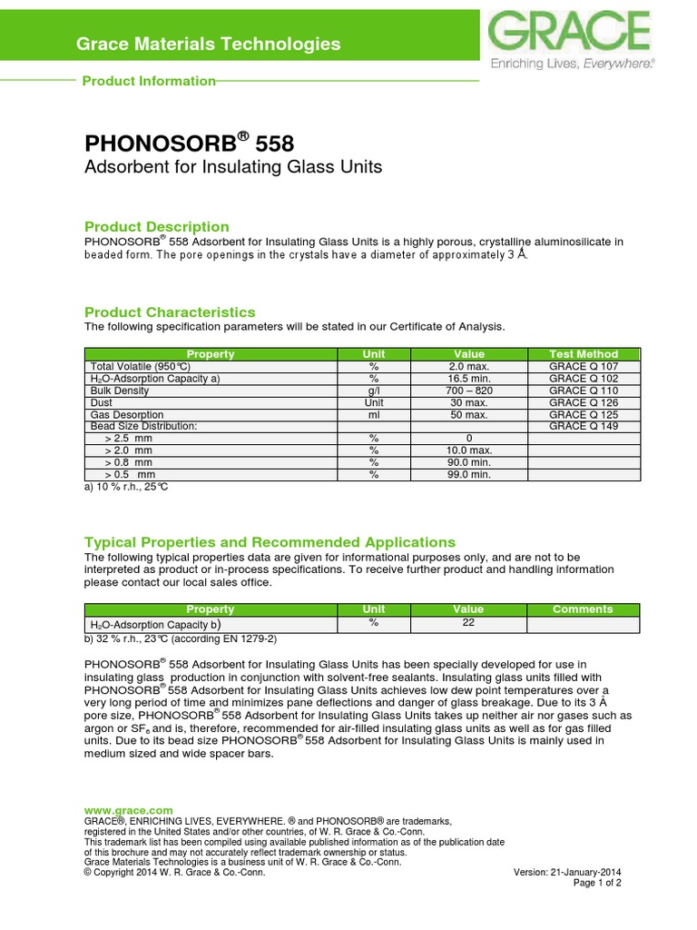 Phonosorb 558 26.02.2014 | PDF | Adsorption | Glasses