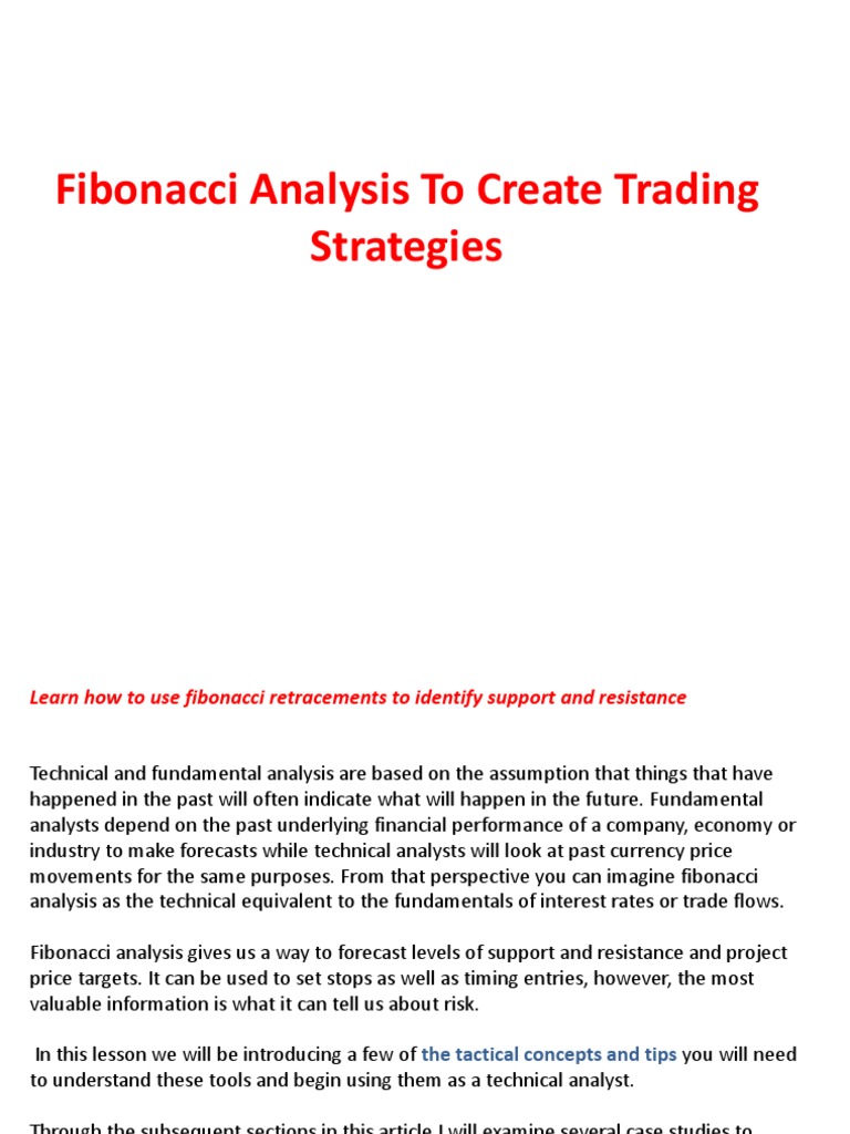 Fibonacci Analysis To Create Trading Strategies | PDF | Technical ...