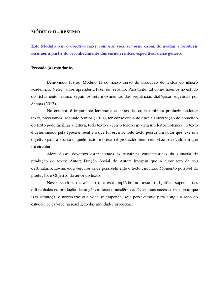 Módulo II - Resumo | PDF | Humano | Science