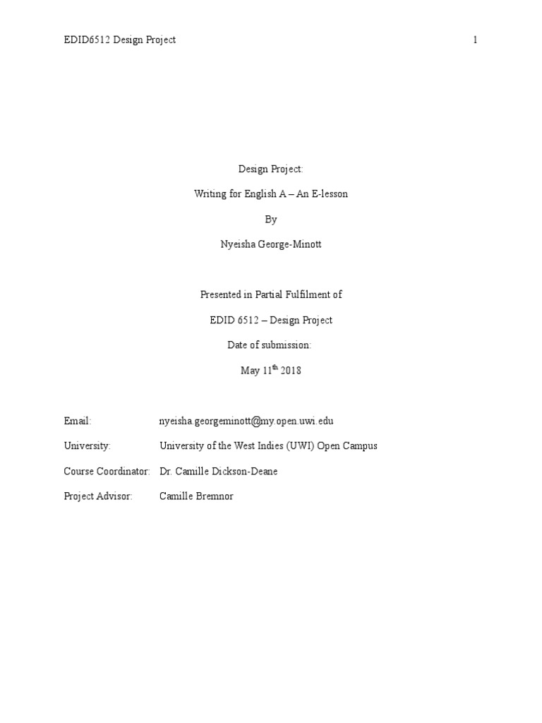 Edid6512 - Design Project - Writing For English A | PDF | Survey ...