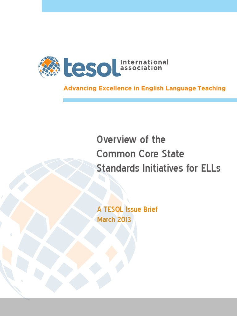 Overview of Common Core State Standards Initiatives For Ells A Tesol ...
