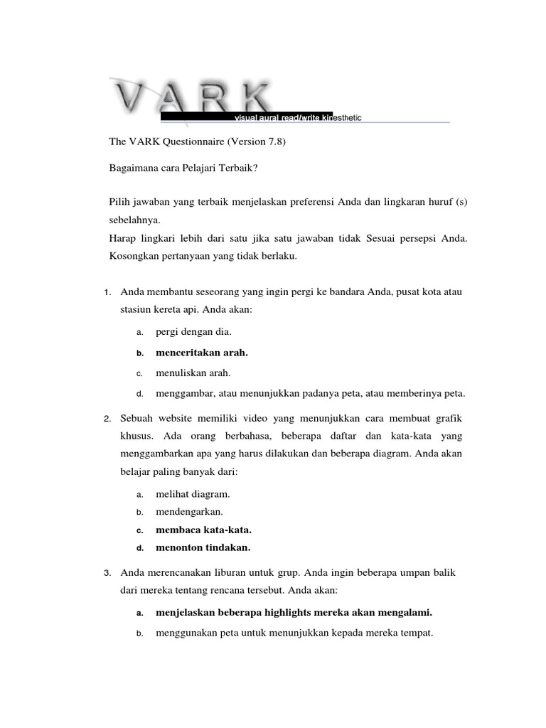 Kuesioner VARK | PDF