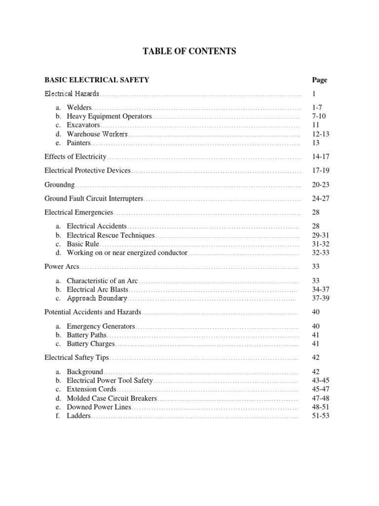 Table of Contents | PDF | Personal Protective Equipment | Occupational ...