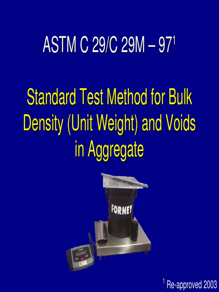 Astm c29 Slide Set | PDF | Calibration | Density