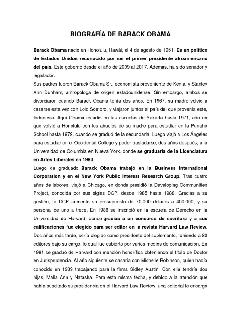 Biografía de Barack Obama | PDF | Barack Obama | Hillary Clinton