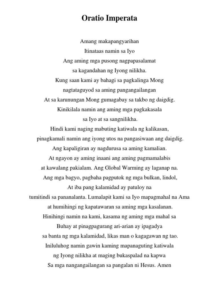 Oratio Imperata | PDF