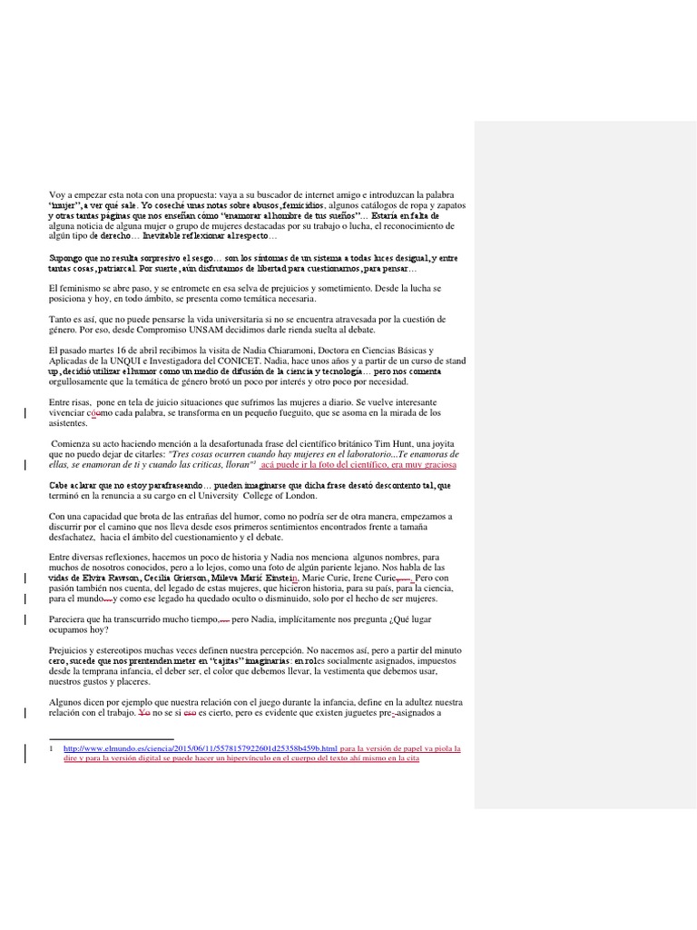 Nota Nadia | PDF | Humor | Mujer