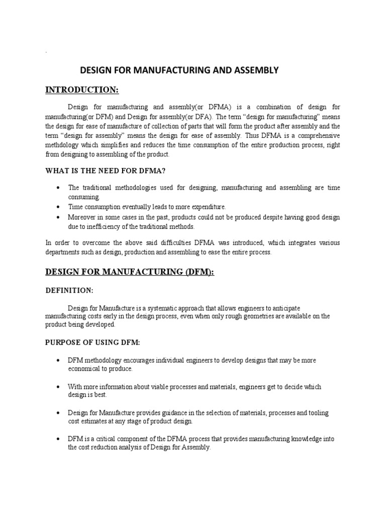 Design For Manufacturing and Assembly | PDF | Design | Hybrid Vehicle