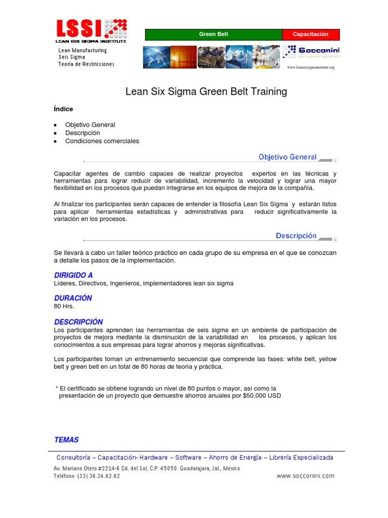 GreenBelt Socconini | PDF | Six Sigma | Lean Manufacturing