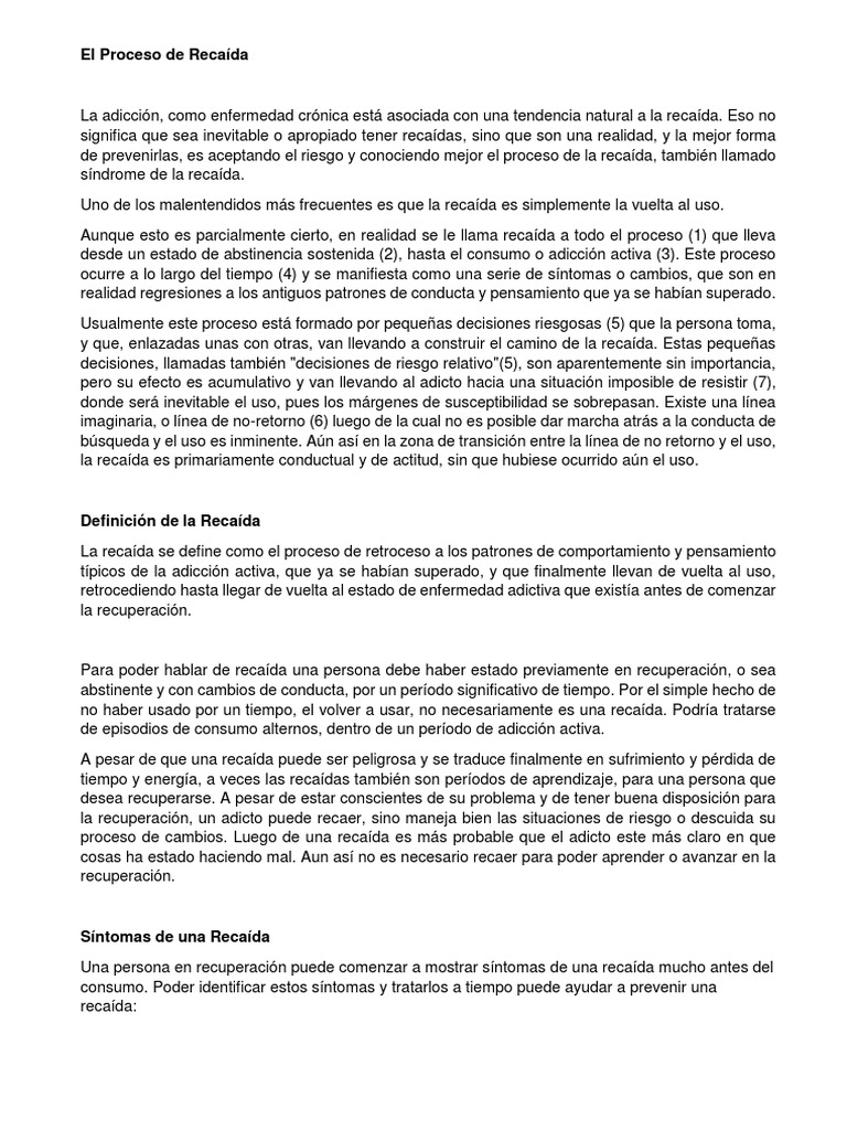 El Proceso de Recaída | Comportamiento | Toma de decisiones