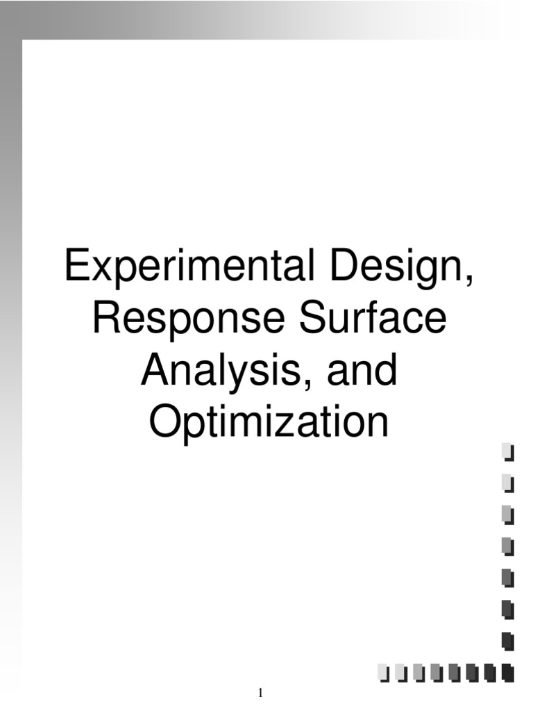 Experimental Design Response Surface Analysis And Optimization Pdf