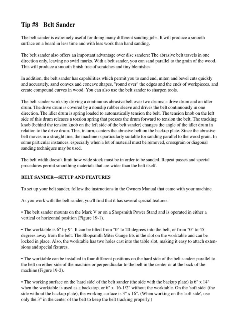 Belt Sander Tips | PDF | Belt (Mechanical) | Abrasive