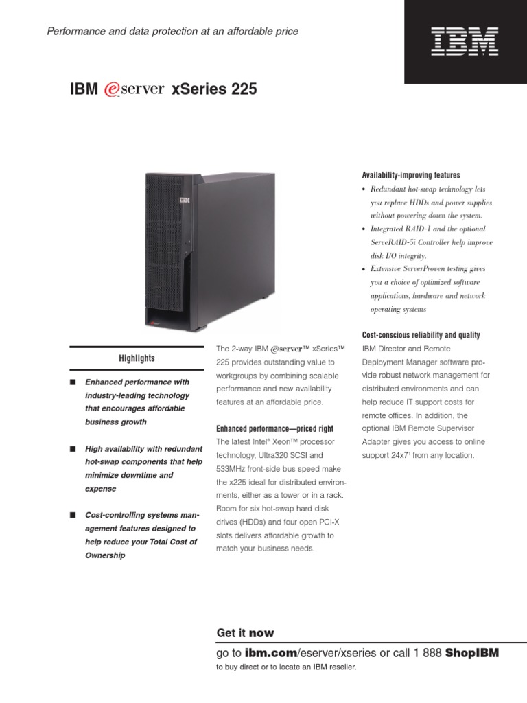 IBM Xseries 225 Spec PDF | PDF | Hard Disk Drive | Linux
