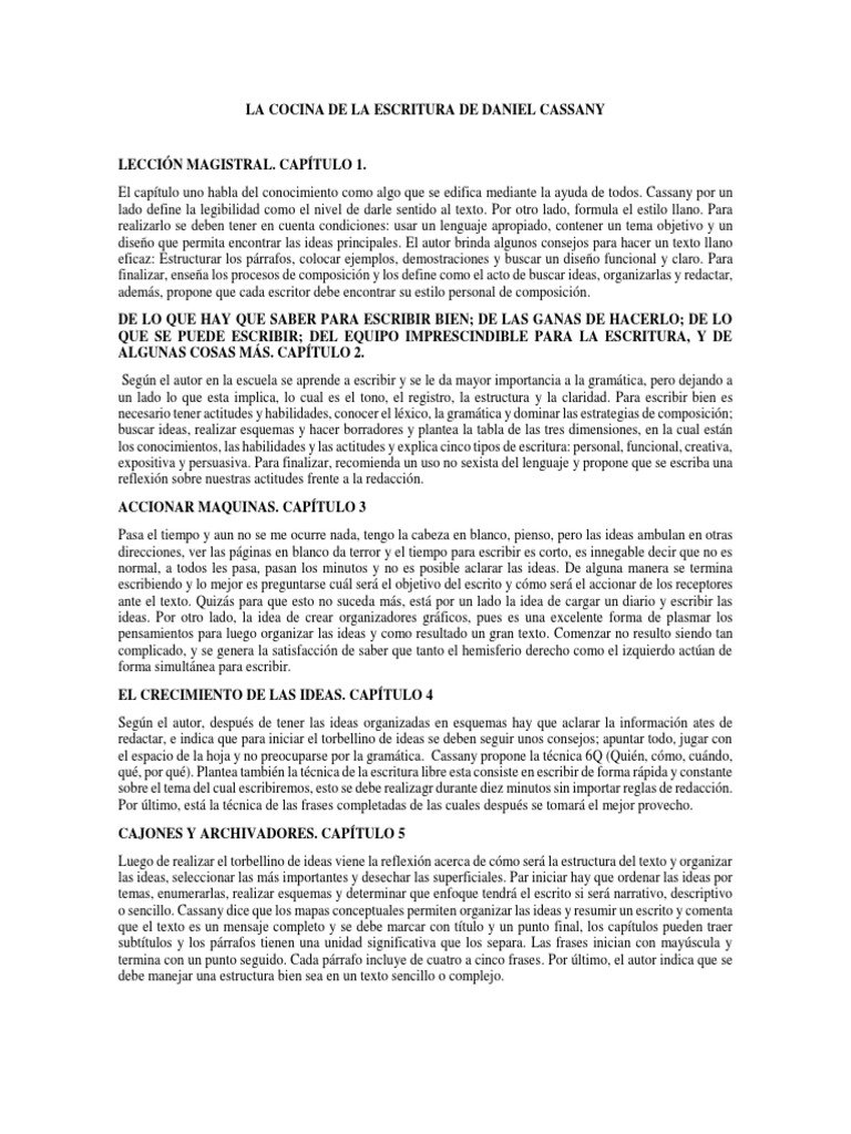 La Cocina de La Escritura de Daniel Cassany | PDF | Escritura | Palabra