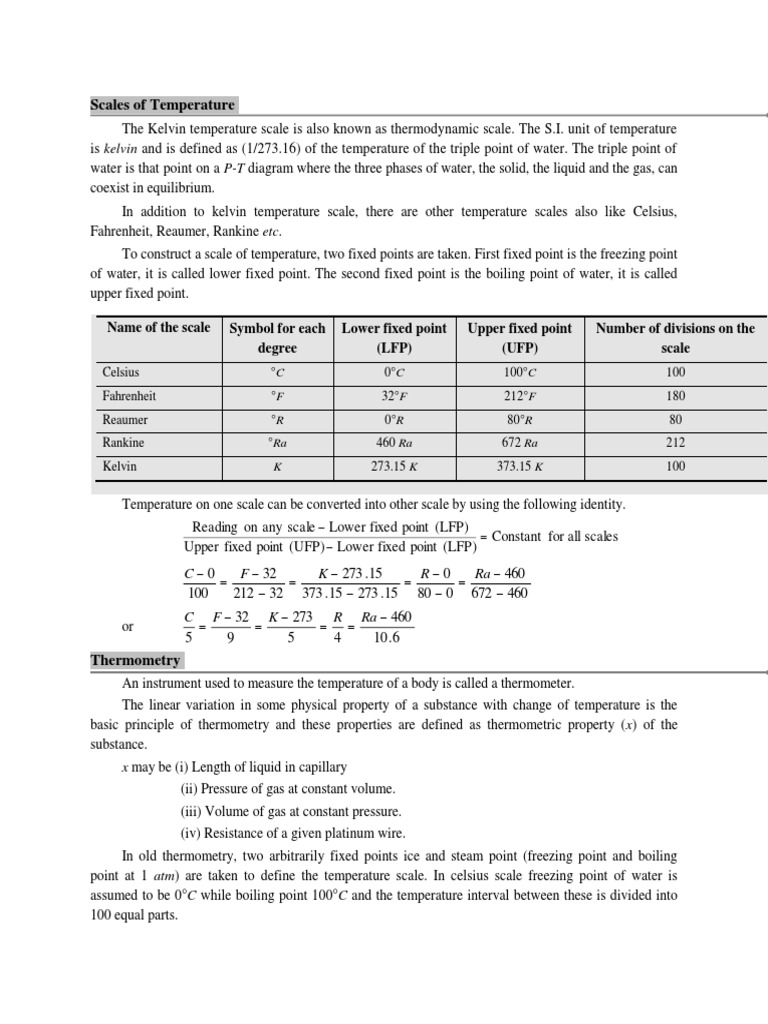 A Comprehensive Overview of Temperature Scales, Thermometry, and Common ...
