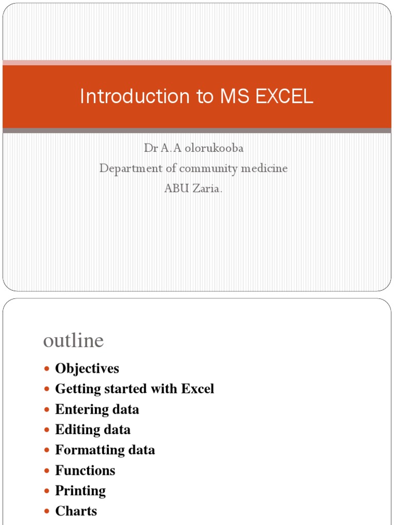 An Introduction to Using Microsoft Excel: Navigating, Entering Data, and Basic Functions | PDF ...