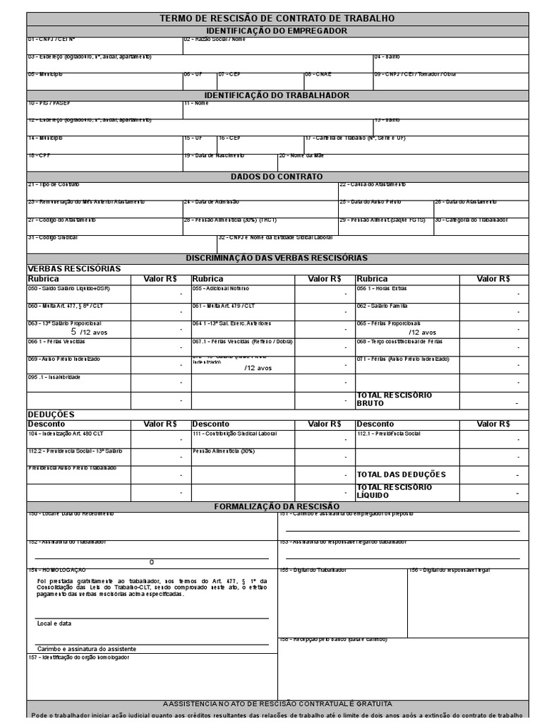 TRCT-ModeloNovo-2011.xls | Banco de Horas | Relações de Trabalho