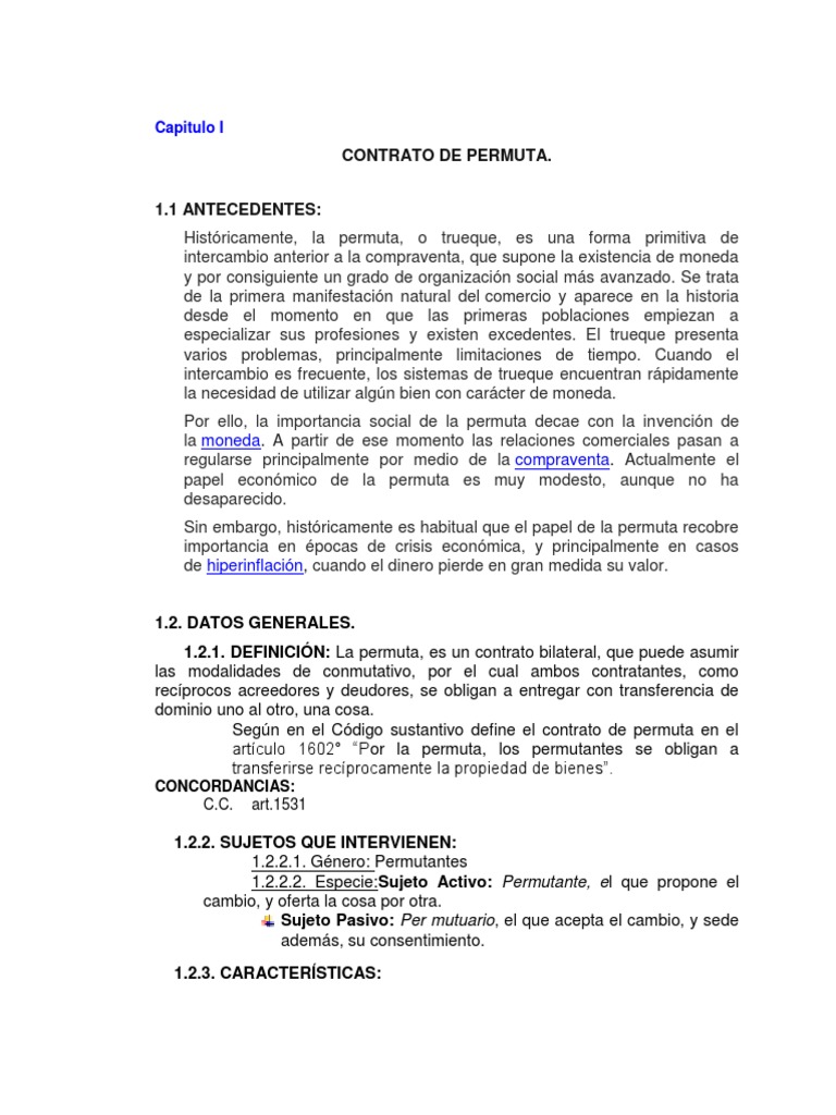 Contrato de Permuta | Propiedad | Ley común