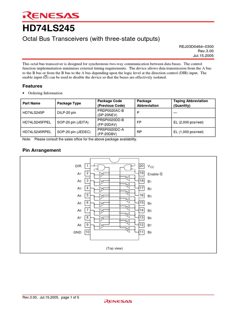Data-HD74LS245 Octal Bus Transceivers | PDF | Computing And Information ...