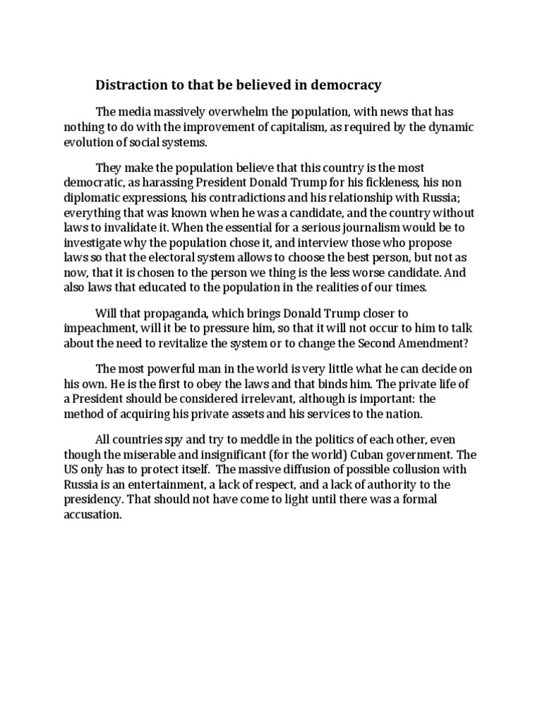Distraction To Be Created As Democracy | PDF | Donald Trump | American ...