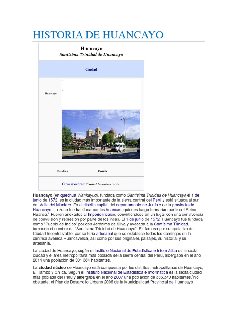 Historia de Huancayo | PDF | Perú