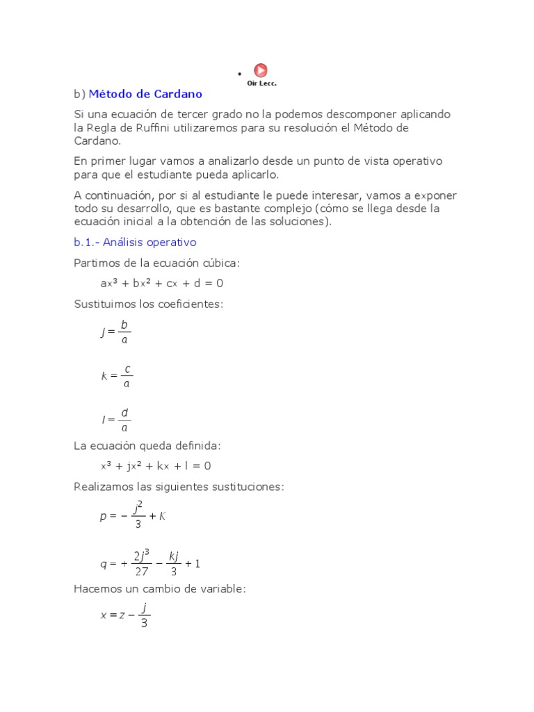 CARDANO | PDF | Ecuaciones | Conceptos matemáticos