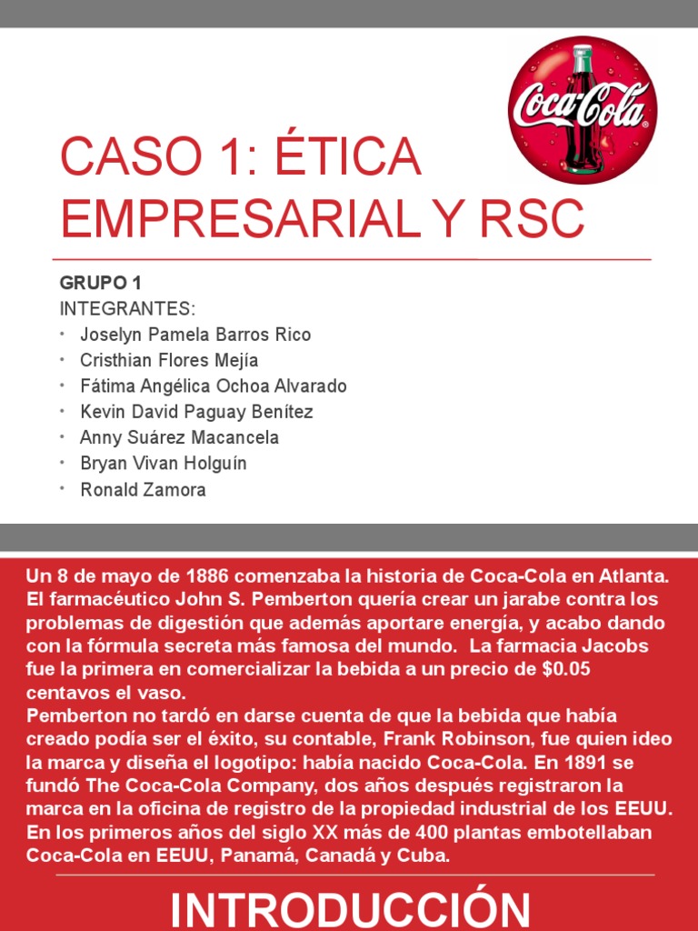 Ética empresarial y responsabilidad social corporativa en Coca-Cola ...