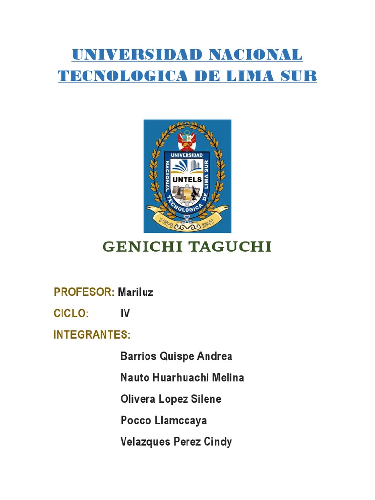 Filosofía de Calidad de Genichi Taguchi | PDF | Función de pérdida ...