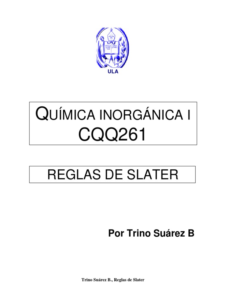 Reglas de Slater PDF | PDF