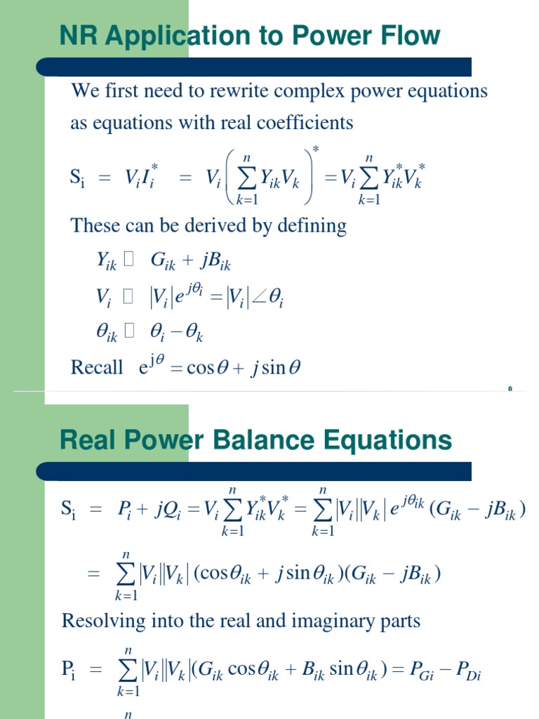 Derivation and Solution of the Newton-Raphson Power Flow Equations for ...