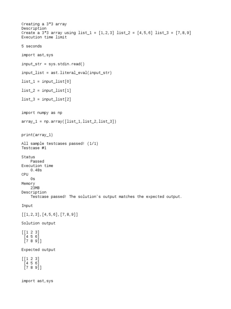 Codes | PDF | Matrix (Mathematics) | Input/Output