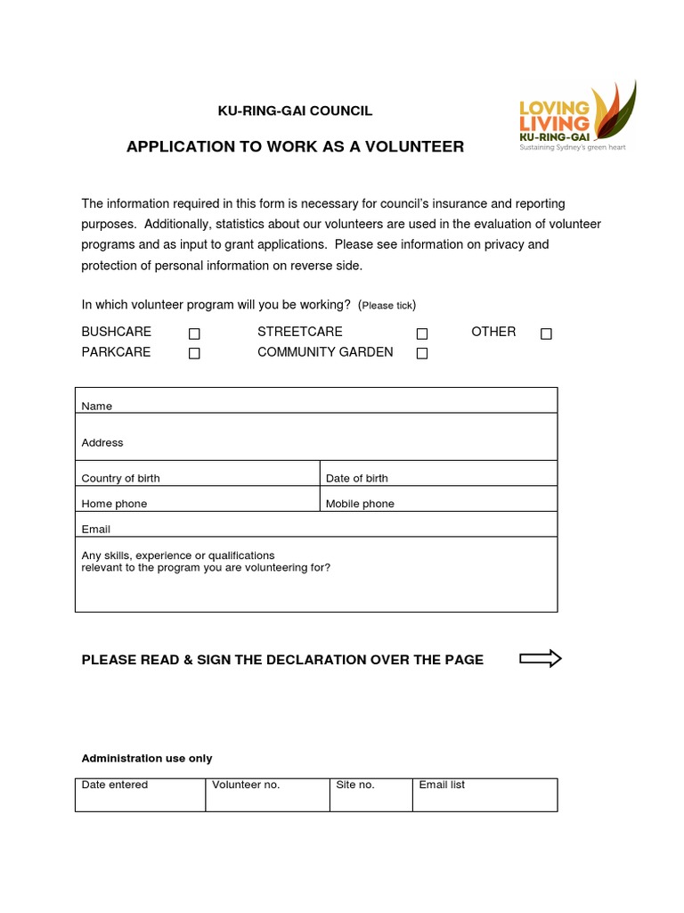 2016 Volunteer Application Form | PDF | Volunteering | Personally ...