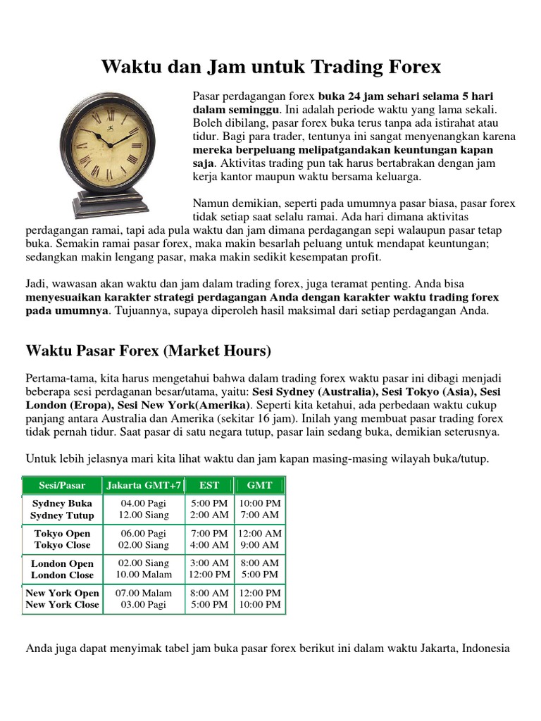 Waktu Dan Jam Untuk Trading Forex | PDF