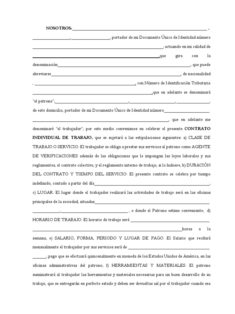 Formato de Contrato para Llenar | PDF | Derecho laboral | Virtud
