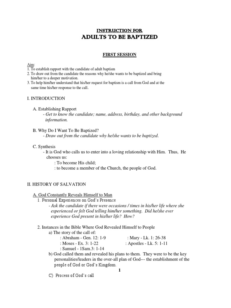 Instruction For Adult Baptism | PDF | Eucharist | Baptism