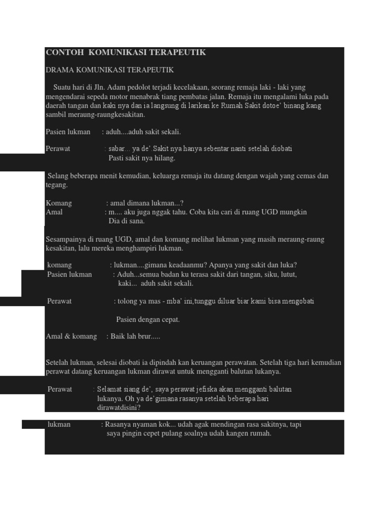 CONTOH Komunikasi Terapeutik Pada Pasien | PDF