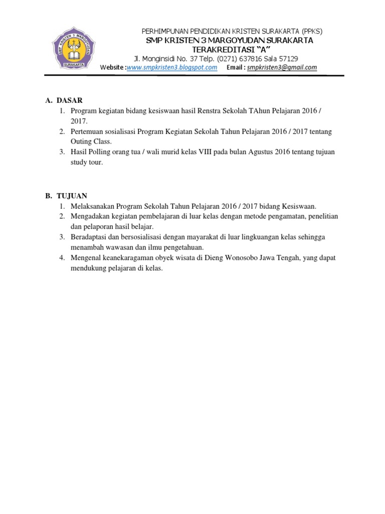 Proposal Study Tour | PDF