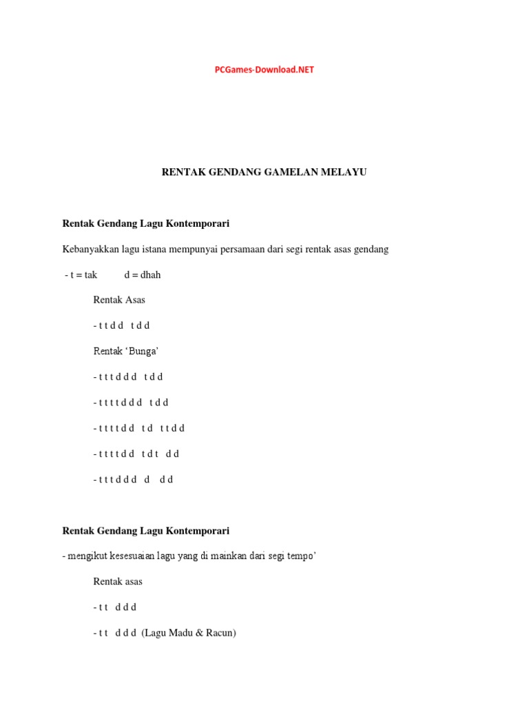 Rentak Gendang Gamelan Melayu | PDF